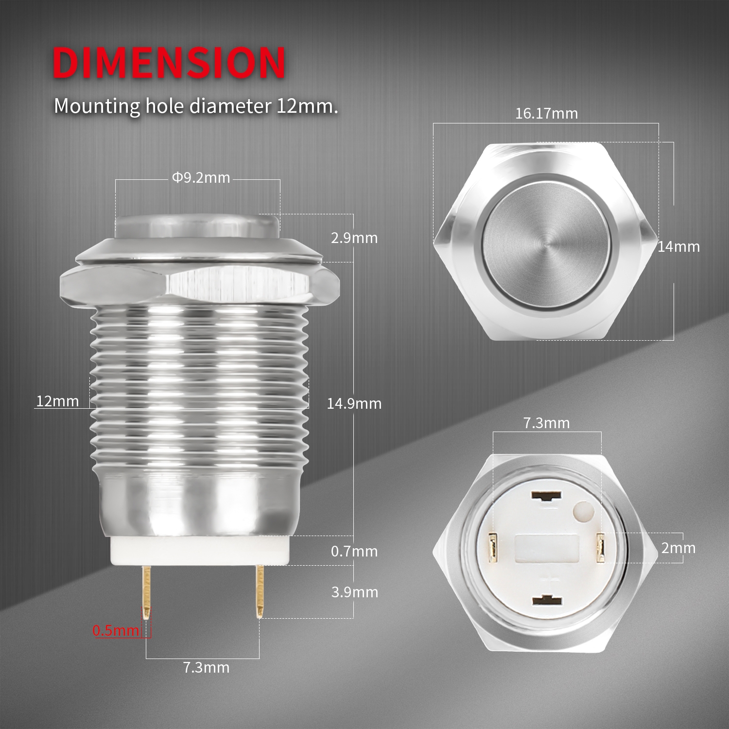 GQ12H-10M 复位按钮开关 复位金属按钮开关 12mm金属按钮开关